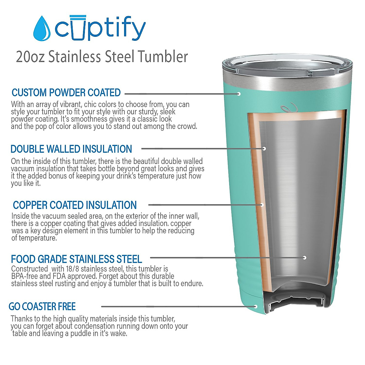 Personalized Heart Stethoscope Nurse, RN, LPN, CNA, CMA, MA Laser Engraved on Seafoam 20 oz Stainless Steel Tumbler with Lid - Insulated Cup - Travel Mug