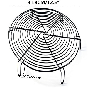 12-1/2 Round Cake Cooling Rack, Stainless Steel Baking And Steaming Rack, Used For Air Fryer Pressure Cooker (Black 2 Pieces)