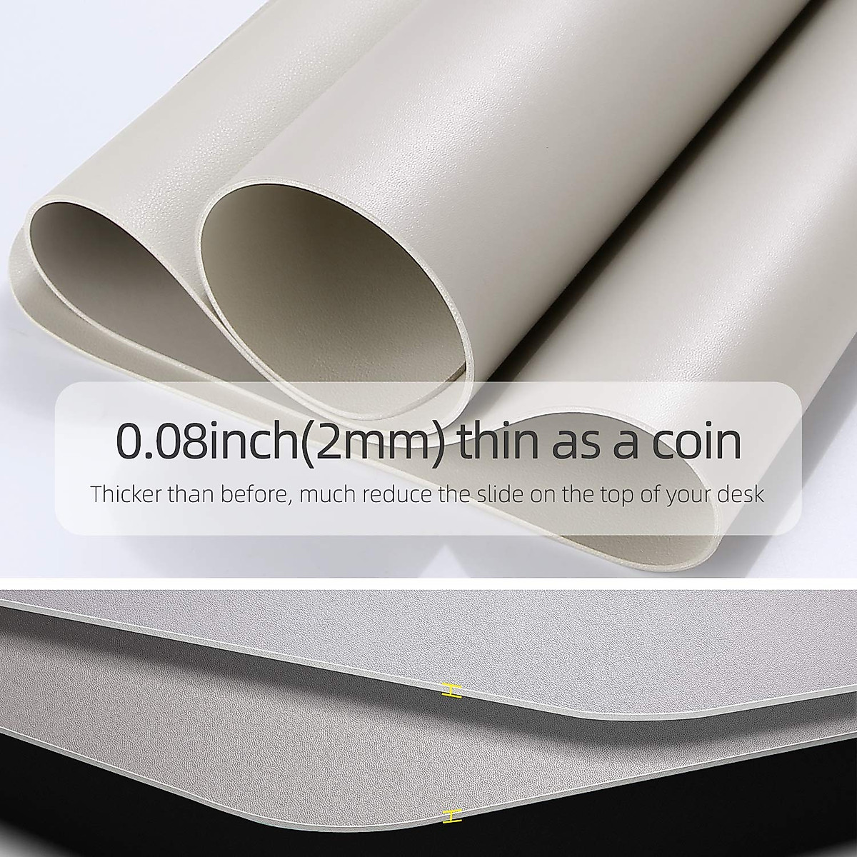 YSAGi Multifunctional Office Desk Pad, Ultra Thin Waterproof PU Leather Mouse Pad, Dual Use Desk Writing Mat for Office/Home (31.5" x 15.7", Grey)