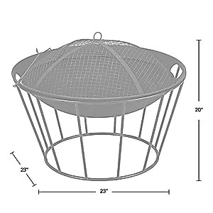 FirsTime & Co. Black Lakeview Fire Pit with Screen Lid, Wood Burning Fire Pit for Garden, Backyard, Patio, Metal, 23 x 23 x 20 inches