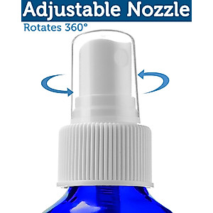 Sally's Organics 4oz Empty Blue Glass Spray Bottles - Small 4 oz Misters Great for Face Spritz, Essential Oils, Beauty Solutions, and Cleaning Sprayer - Portable Atomizer Spritzer - 2 Pack