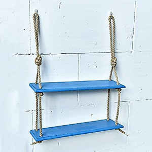 PIBM Stylish Simplicity Shelf Wall Mounted Floating Rack Shelves Wooden Store Display 1 Layer/ 2 Layers / 3 Layers / 4 Layers,4 Colors, Blue , 49.5X14X63cm