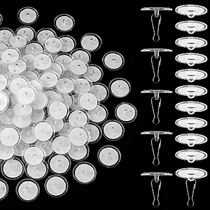 Mxxipp 80 Pack Self-Adhesive Ceiling Hooks for Hanging, Sticky Damage-Free No-Drill Ceiling Discs, Removable Transparent Wall Hanger for Festival Wedding Birthday Party Christams Decorations