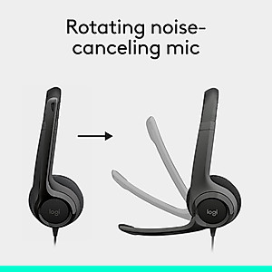 Logitech H390 Wired Headset, Stereo Headphones with Noise-Cancelling Microphone, USB, In-Line Controls, PC/Mac/Laptop - Black