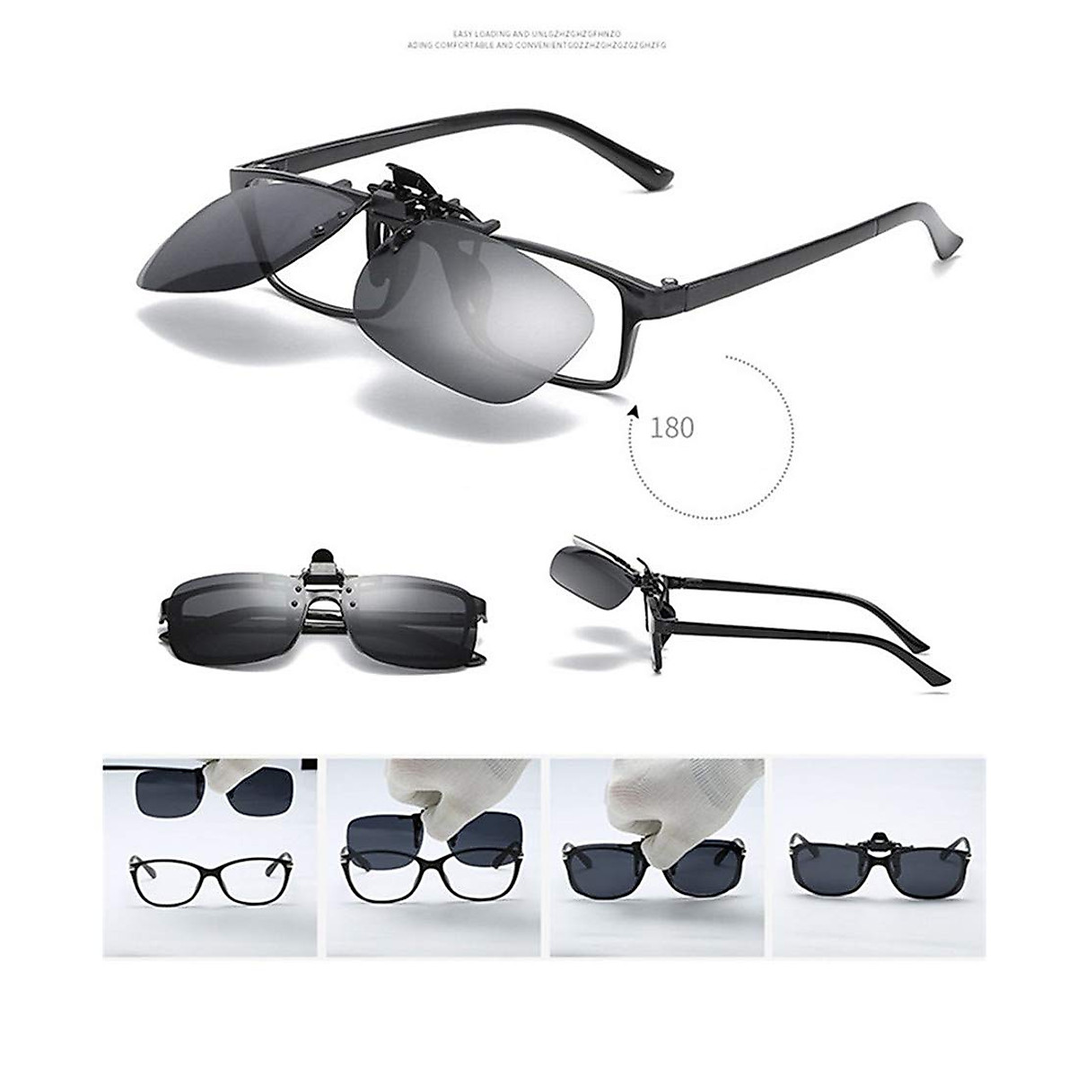 RuiJinGen Clip on Flip up Polarized Lens For Prescription Glasses, 100% UV Protection Sunglasses N44 (6 PCS Multicolor A)