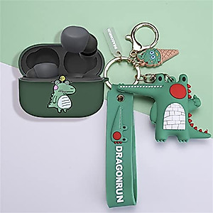 CASEVERSE Case Compatible with Sony LinkBuds S, Cute Cartoon Anime Dinosaur Silicone Soft Covers for LinkBuds S with Keychain for Girls Boys Teens