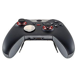 eXtremeRate Matte Chrome Red Accent Rings Accessories for Xbox One Elite Controller, Replacement Parts Profile Switch Buttons for Xbox One Elite Controller (Model 1698) - Pack of 2