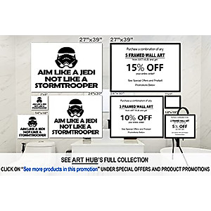 Aim Like A Jedi Not Like A Stormtrooper Bathroom Sign Decor - FRAMED - Home Decor Wall Art, Gallery Wrap Inner Frame, White, 7x9