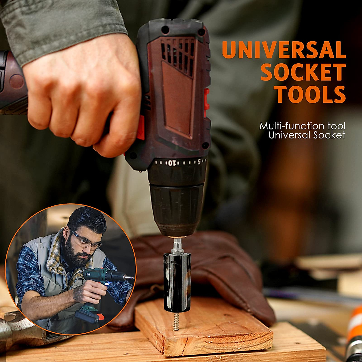 Universal Socket Tools Gifts for Men, Multi-Function Universal Socket Wrench Sets, Super Socket Set, Christmas Stocking Stuffers Gift for Men, DIY Handyman, Dad, Husband,Friends(7-19mm),Black