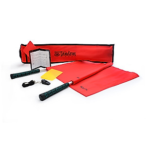 Tandem Sport Officials' Elite Kit - Professional Referee Kit with Whistle, Linesman Flags, Penalty Cards & Bag - Ref Kit