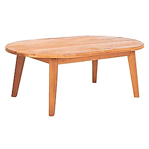 SAFAVIEH Outdoor Collection Deacon Acacia Wood Cushion 4-Piece Conversation Patio Set with Accent Pillows PAT7050E, Navy/Natural