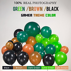 Video game Balloon garland kit 135pcs Green and Black brown Controller balloon arch Gamer night Decorations For boy gaming birthday party supplies