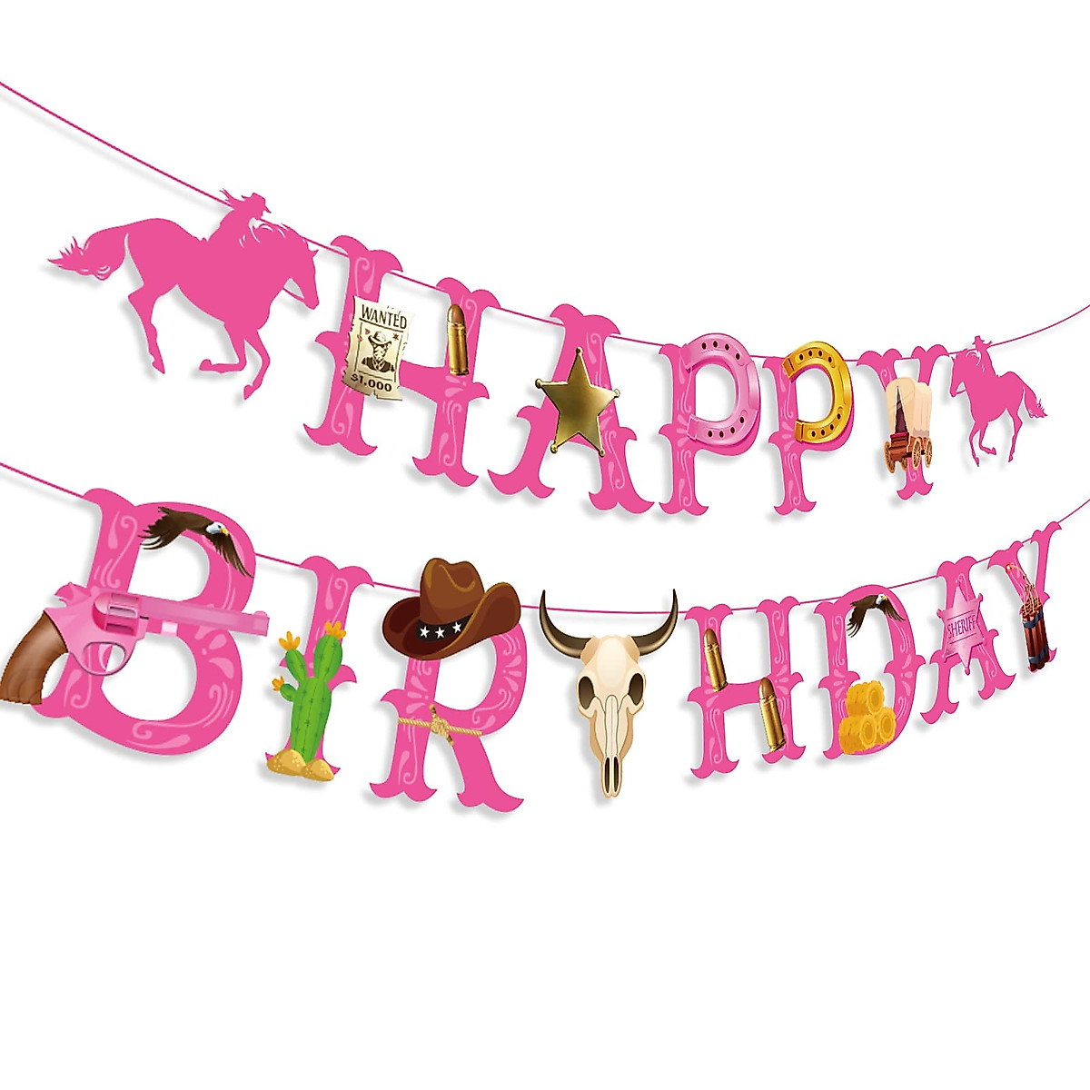 XINDE Cowgirl Themed Party Decorations Cowgirl Happy Birthday Banner, Western Cowboy Party