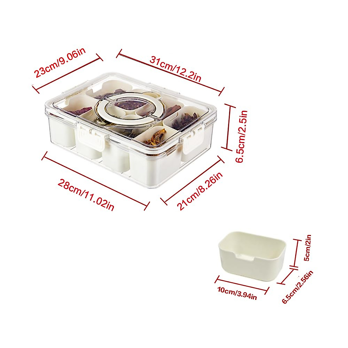 YSSY spread Divided Serving Tray with Lid and Handle, Snackle Box Container for Portable Snack Platters, Storage Organizer for Veggie, Snackle, Fruit, Candy-Perfect for Party, Travel, & Picnic