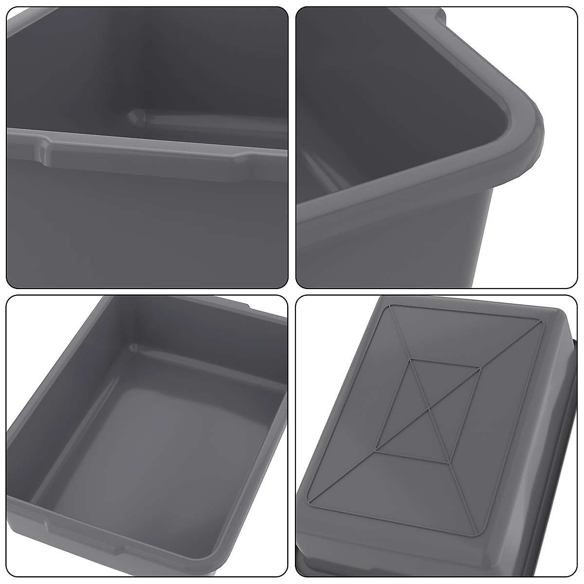 Gainhope 12 Packs Plastic Bus Tubs, 15 L Restaurant Commercial Bus Box