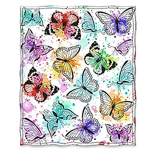 Jekeno Butterfly Throw Blanket Smooth Lightweight Soft Print Blanket for Travelling Camping Gift Kid Adult 60"x80"