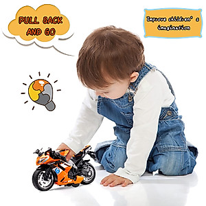 Motorcycle Toy,with Light and Music Toys Motorcycle Diecast Models, Toy Motorcycles for Boys,Toy Motorcycle for Kids 3-9 (Orange)