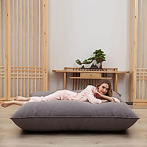 QIROGKC Lazy Bean Bag Sofa Home Folding Removable and Washable Fabric Sofa Chair Sofa Multi-Purpose Bed Sofa Bed Tatami,Warm Grey,130 * 160CM (Sofa Coat)