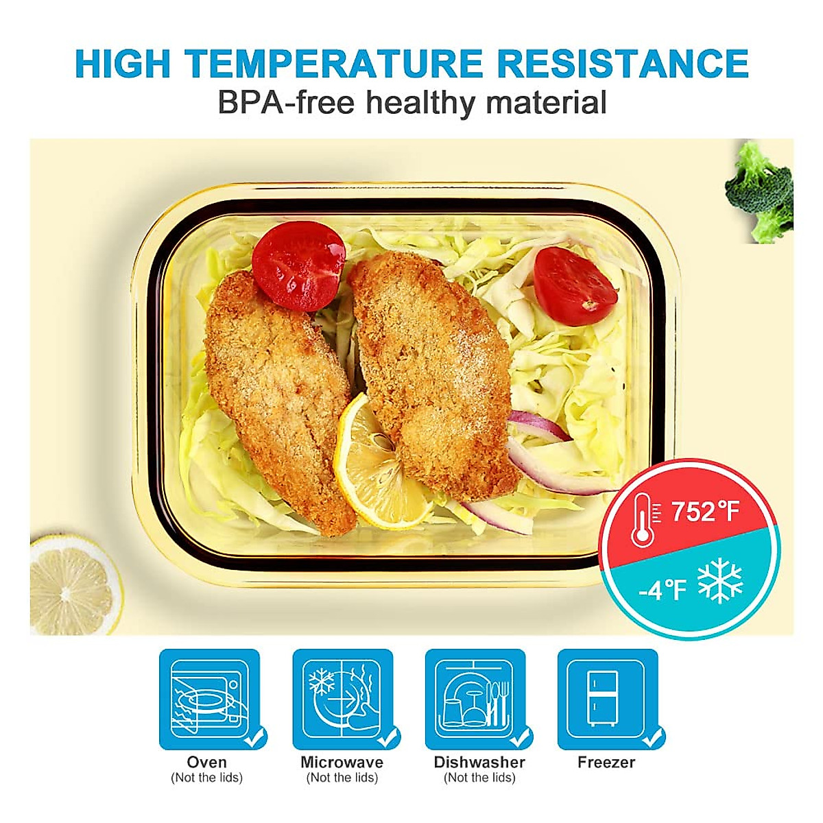 DAS TRUST 10 Pack Amber Glass Meal Prep Containers Microwave Safe Meal Prep Bowls Food Storage Containers Glass Food Prep Containers with Lid Lunch Container for Adults Meal Prep Lunch Bento Boxes