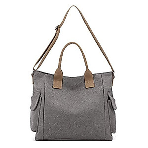 Womens Crossbody Handbags Canvas Shoulder Purse Daily Shopper Satchel Work Bag Travel Purse Top Handle Tote Bag Grey