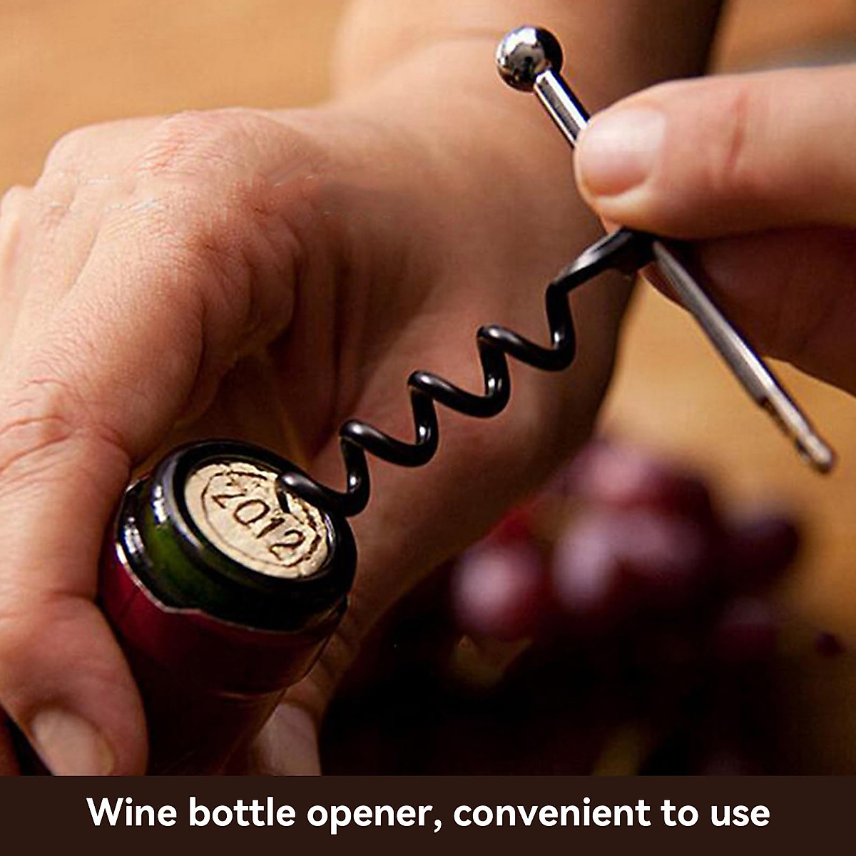 4pcs Corkscrew Spiral, Portable Keychain Corkscrew Black Stainless Steel Wine Beer Bottle Opener Corkscrew Kitchen Accessories
