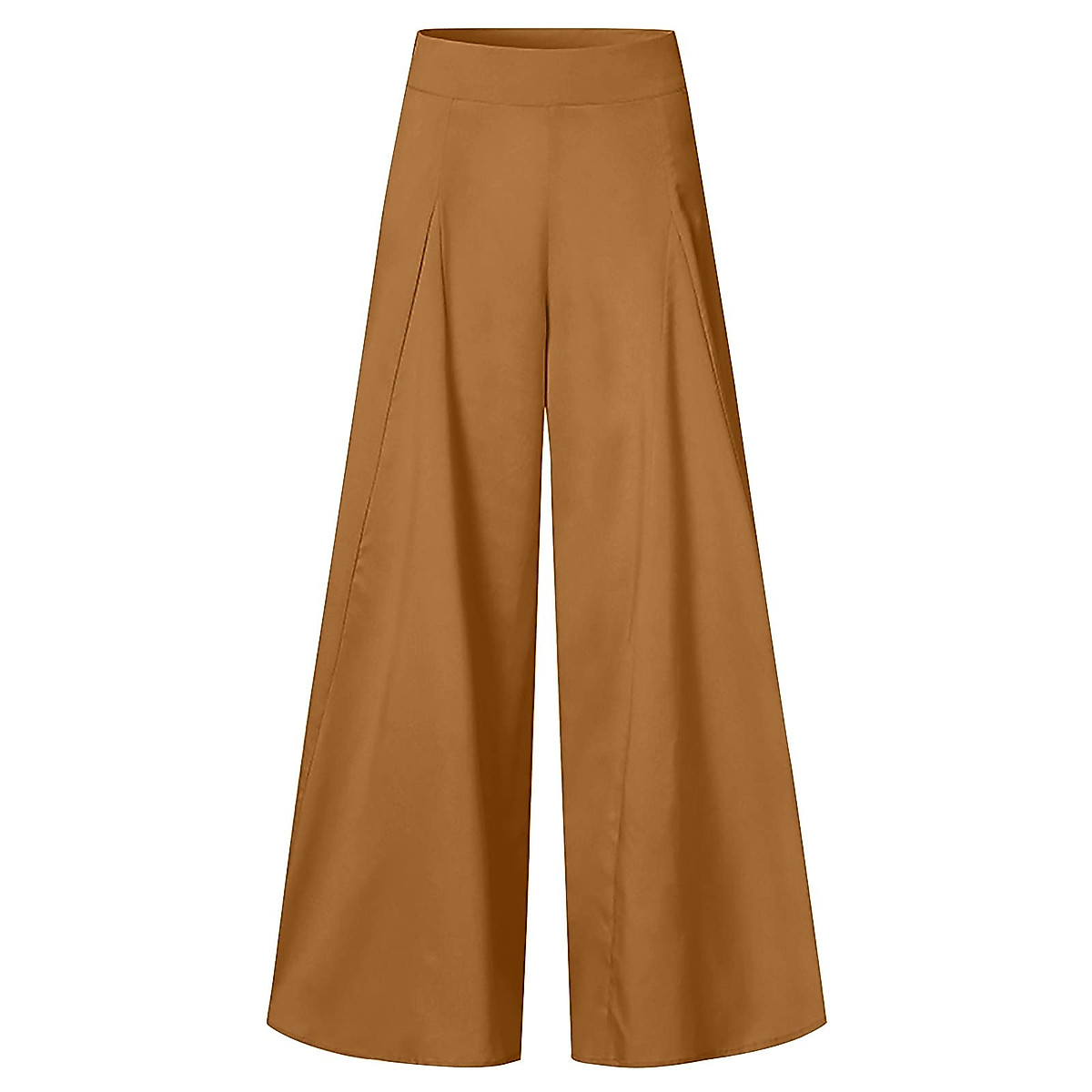 DOLKFU Flowy Pants Women High Waist Casual Pants Lightweight Straight Wide Leg Pants Trendy Comfortable Loose Trousers Brown 5XL