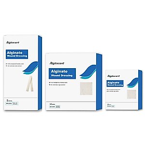 Algitocare Calcium Alginate Wound Dressing 4"x4" with 2"x2" with 0.8"x12"