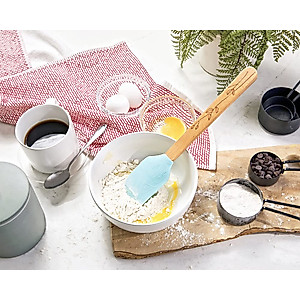 Talisman Designs Silicone Spatula & Laser Etched Beechwood Handle | Woodland Owl Design | Cute & Functional Kitchen Tool | Natural Wooden Decorative Spatula