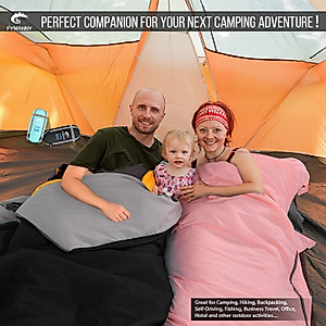 Warm Weather Sleeping Bag, FYMANNY Portable Waterproof Compact Lightweight Comfort with Compression Sack for Camping Backpacking Hiking, 83 L x 30" W Fits Adults(Black)