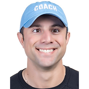 Ann Arbor T-shirt Co. Coach | Carolina Blue Coaching Baseball Hat, Men & Women Team Cap - (SkyBlue, DadHat)