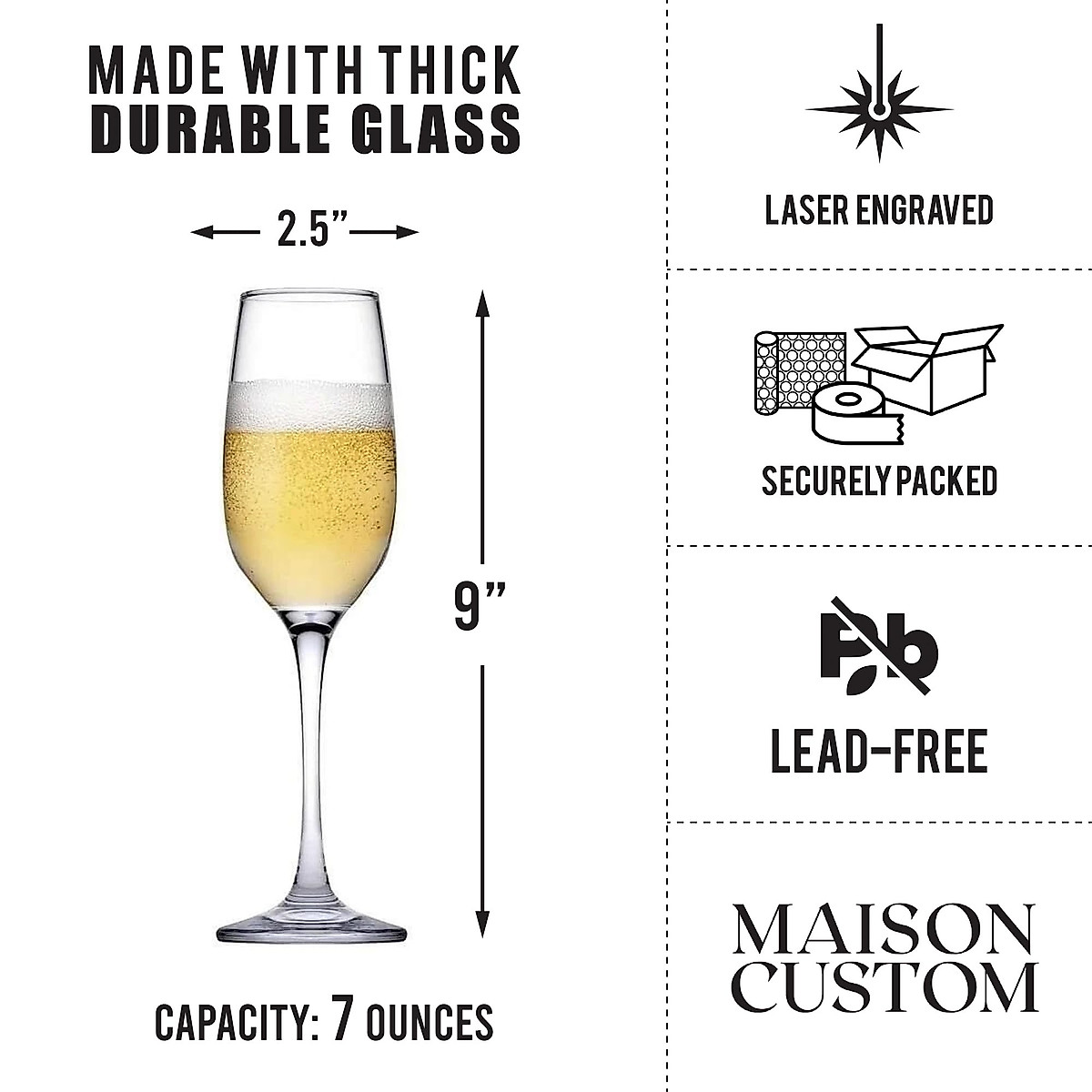 Set of 2 Custom Champagne Flutes - Customized Wedding Champagne Glasses - Personalized Bride & Groom Champagne Flutes for Mr & Mrs - Champagne Coupe Glasses - Unique Wedding Gift Idea - 6 Designs