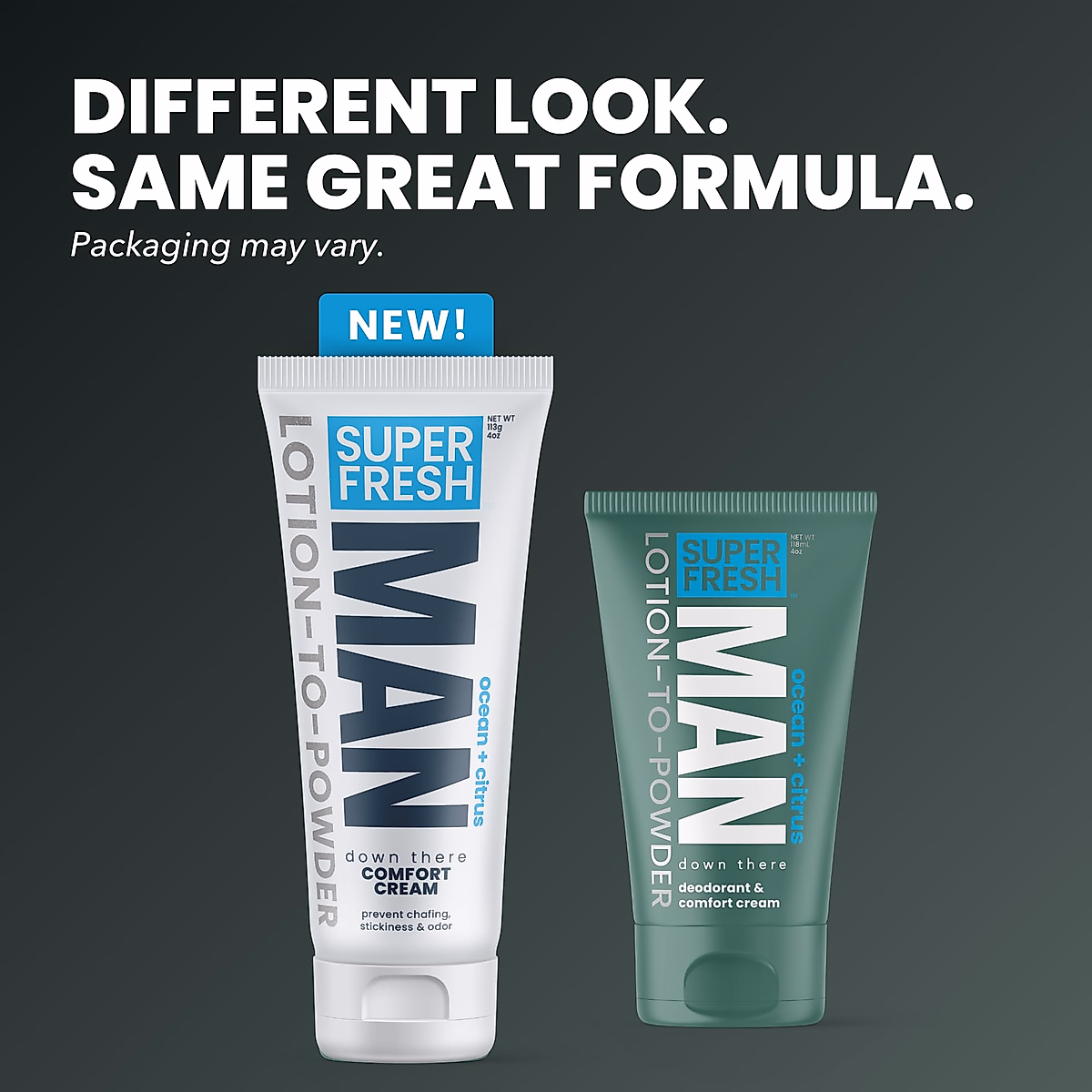 Super Fresh Man Parts Ball Deodorant For Men - 2-in-1 Deodorant & Powder Lotion that Deodorizes and Stops Sticky, Itchy, Smelly Man Parts - Aluminum Free, No Talc, No Parabens - Dermatologist Tested - Made in USA - 4 fl oz Tube
