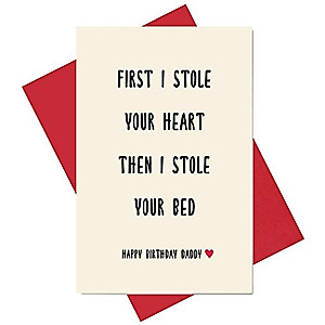 Funny Birthday Card for Dad, Daddy Card, Happy Bday Greeting Card for Father, Stole Your Heart Card