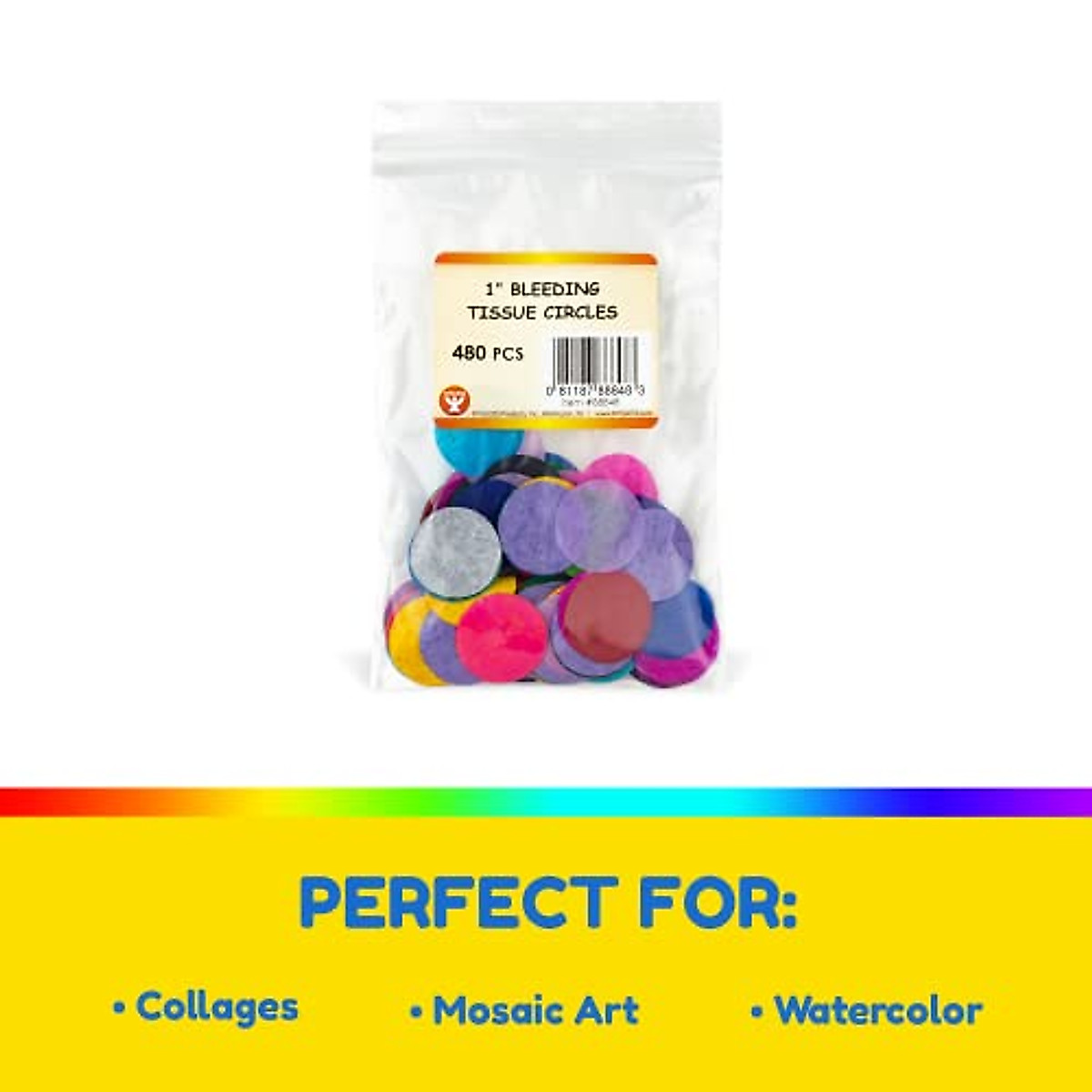 Hygloss Products Bleeding Tissue Paper Circles 1-Inch, 20 Colors, Arts & Crafts, DIY Projects, Scrapbooking, Greeting Cards, 480 Pieces