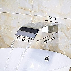 Faucet Bathroom Faucet, Kitchen Taps Faucet Brushed Nickel Waterfall Bathroom Faucet Wall Mount Dual Hole Bathroom Bathtub Mixer Tap Single Handle Brass Hot Cold Water Faucet