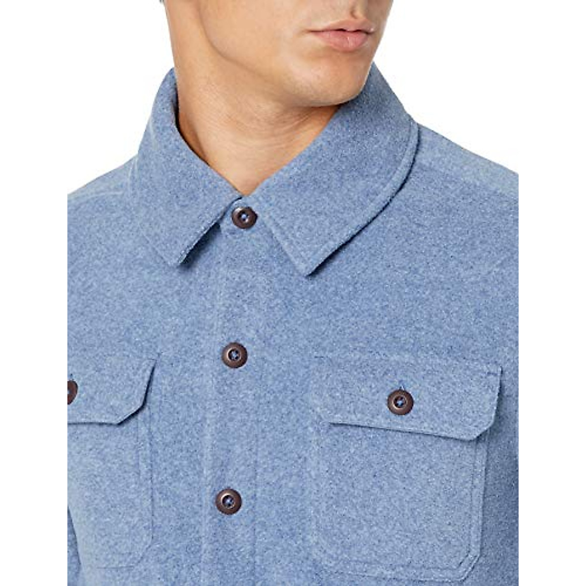 Amazon Essentials Men's Long-Sleeve Polar Fleece Shirt Jacket, Indigo Blue Heather, Medium