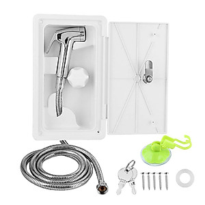 Acouto RV Exterior Shower Box Kit Exterior Shower Box Shower Head Hot Cold Switch with 2 Keys for Marine Boat RV Motorhome Caravan Camper Accessories