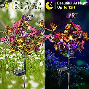IGRARK Solar Lights Outdoor Garden Butterfly Lights Decorative Solar Stake Lights with Butterflies 2 Pack Decor Powered Waterproof for Garden Yard Pathway