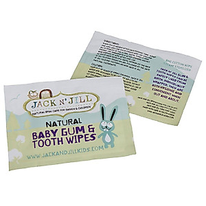 Jack N' Jill Baby Gum & Tooth Wipes - Natural & Safe, Contains only Water & Xylitol, Soft Sterilized Cotton, Free from Fluoride & Sugar, Baby Mouth Wipes - 25 Individually Wrapped Wipes