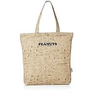 Siffler(シフレ) Canvas Tote Bag HAP6009, PN105. Snoopy Comic Mocha