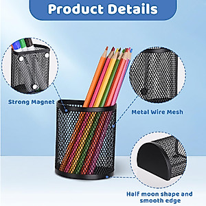 LUCYCAZ Magnetic Pencil Holder - Locker Accessories, 2 Pack Magnetic Pen Holder for Refrigerator for Home School and Office, Black