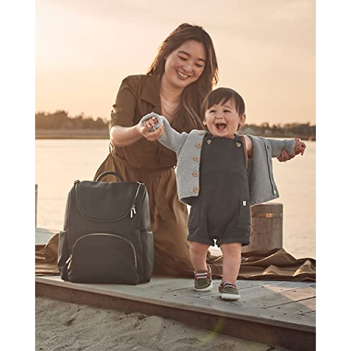 Skip Hop Diaper Bag Backpack: Evermore, Multi-Function Baby Travel Bag 6 in 1, Black