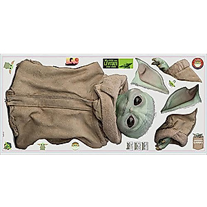 RoomMates RMK4456GM The Mandalorian: Baby Yoda Grogu | The Child Giant Peel and Stick Wall Decals, Green, Tan, Giant Wall Decal