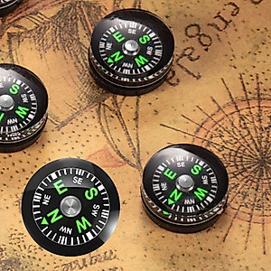 200 Pieces Button Compass Mini Black Survival Compass Oil Filled Compass for Camping Hiking Boating Touring