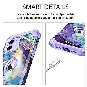 Rancase for iPhone 12 Case,iPhone 12 Pro Case,Three Layer Heavy Duty Shockproof Hard Plastic Bumper +Soft Silicone Rubber Case for iPhone 12/12 Pro,Purple