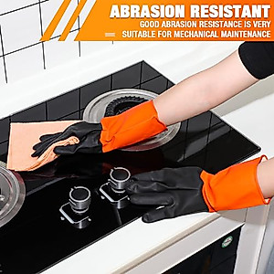 Copkim 12 Pairs Chemical Resistant Gloves Heavy Duty Industrial Reusable Latex Gloves, Resist Acid, Oil, Alkali (XL)