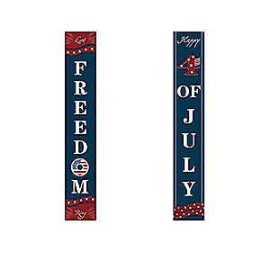 Patriotic Soldier Porch Sign Welcome Banners, American Flag Decoration Patriotic Decor Party Supplies for -4th of July Memorial Day Independence Day Labor Day Hanging Banner Yard, Red and Navy