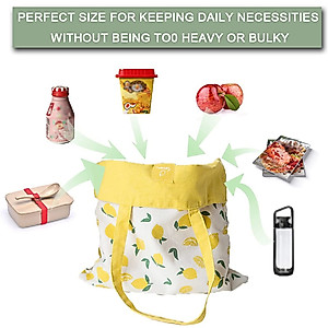 GOLD XIONG PADISHAH Double-Sided Canvas Tote Bag, Reusable Shopping Bag, Canvas Shoulder Bag, Fruit Pattern Canvas Tote Bag, Double Sided Durable Foldable Canvas Shopper Bags(Lemon Yellow)