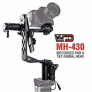 Vidpro MH-430 Motorized Pan & Tilt Gimbal Head - Complete Set Includes Joystick Cables Adapter and Carrying Case - Remote Control Pan Tilt and Rotate DLSR Camcorder Video Equipment Compatible