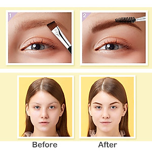 BLEGGEIT Pro Eyebrow Brush and Comb, Metal Eyelash Brush and Eyelash Comb Separator, Steel Brow Brush and Eyebrow Comb Set, Spoolie Brush and Angled Brow Brush, Precision Application, Defining and Shape (2 PCS)